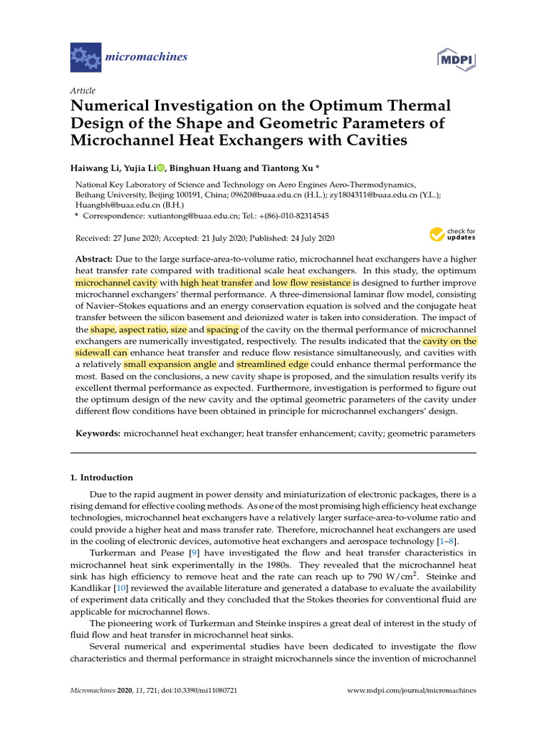 Numerical Investigation On The Optimum Thermal Design of The Shape and ...