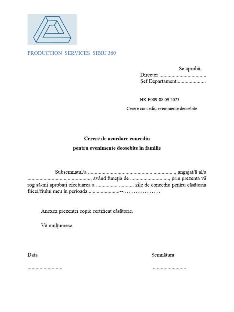 Cerere Concediu Casatorie Copil | PDF