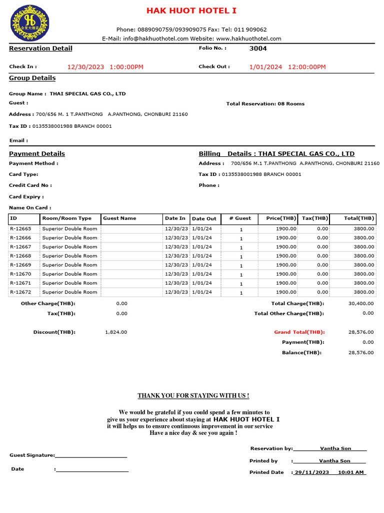 Room Quotation-1 | PDF | Payments