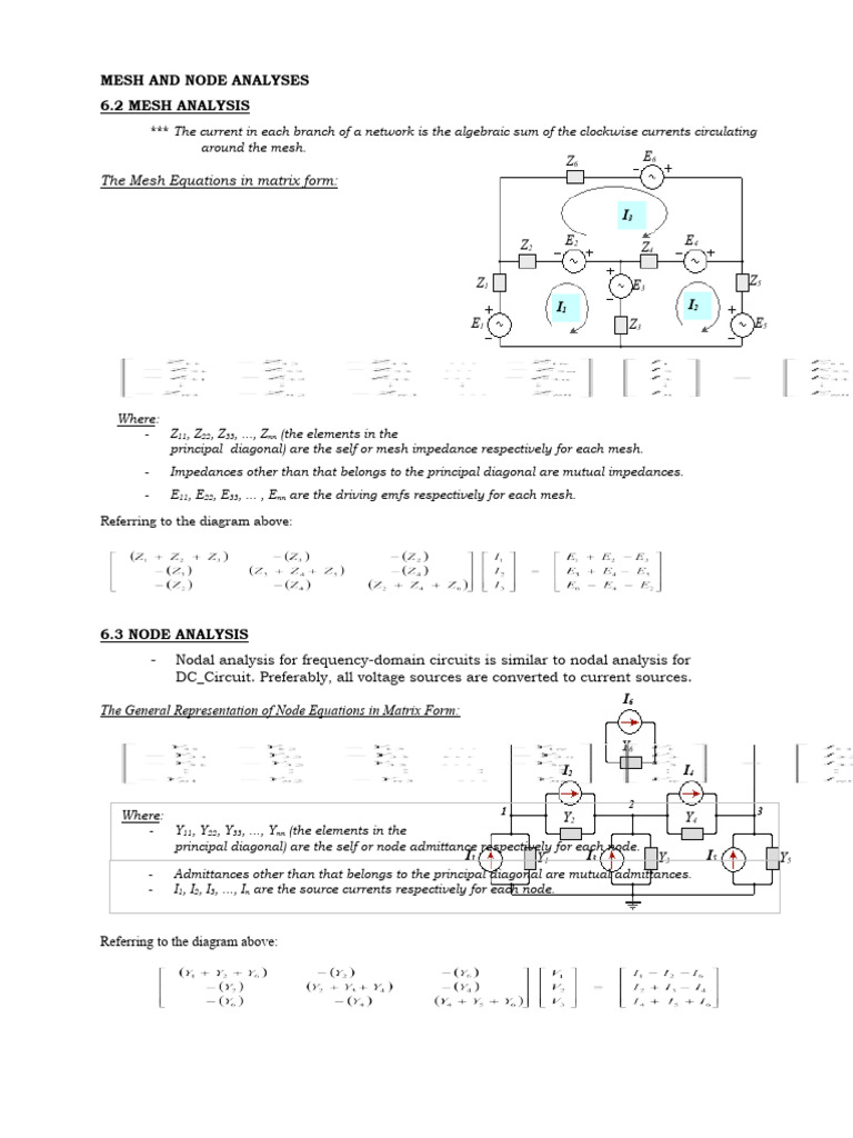 6.2 & 6.3 MESH & NODE Analysis KKK | PDF | Electronics | Electronic Circuits