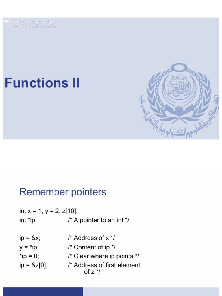 6 - Functions II | PDF | Pointer (Computer Programming) | Programming Paradigms