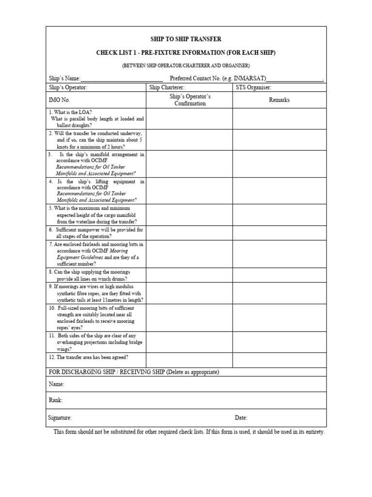 6.sts Check List Bellona | PDF | Ships | Watercraft