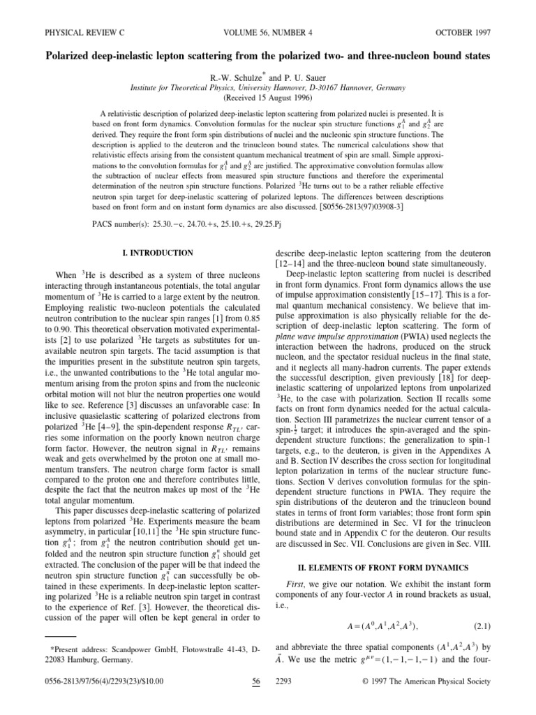 Polarized Deep-Inelastic Lepton Scattering From The Polarized Two - and Three-Nucleon Bound ...