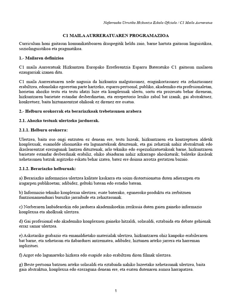 C1 Maila. Programazioa | PDF