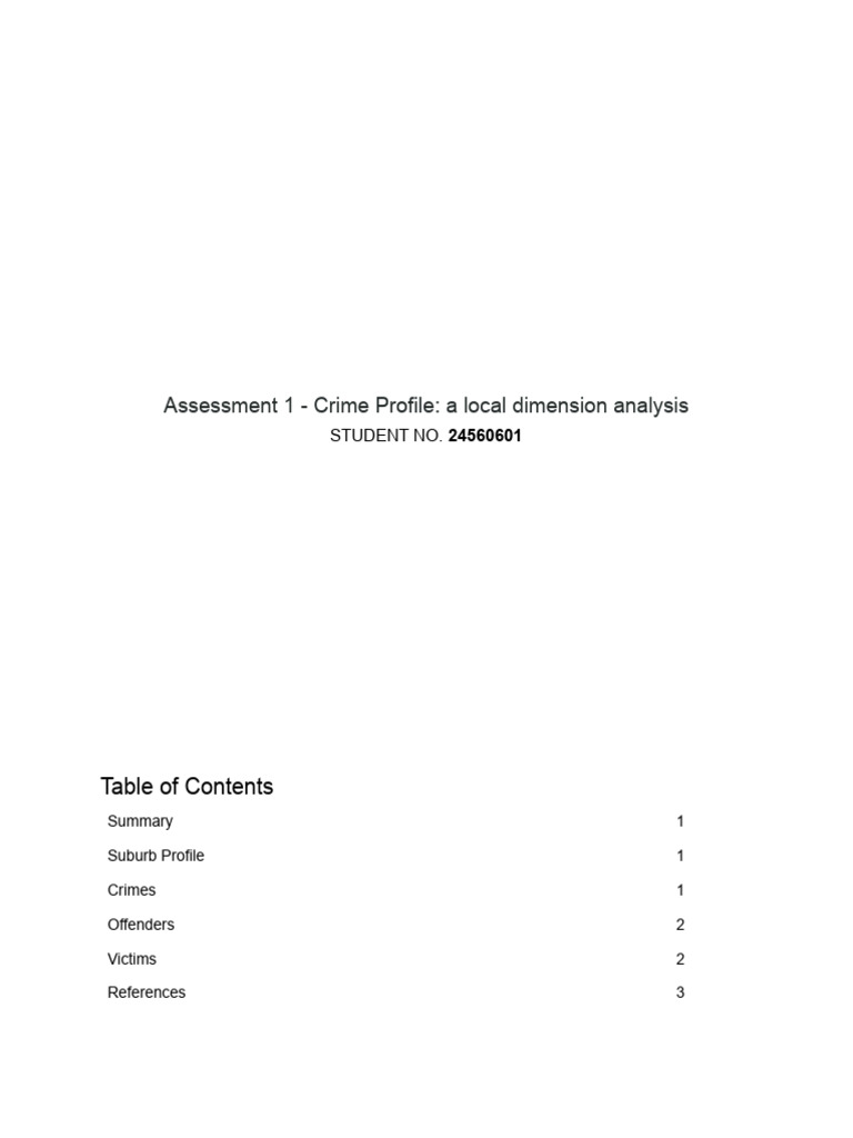 STUDENT NO. 24560601 - Assessment 1 - Crime Profile - A Local Dimension ...