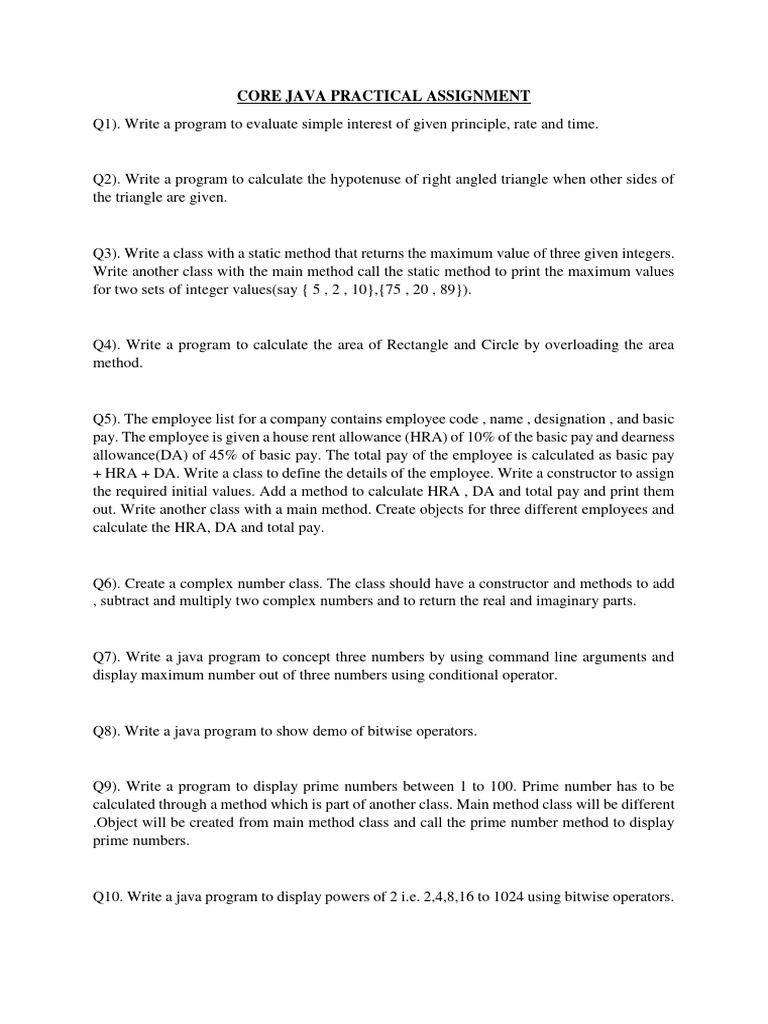 Java Programming Assignments | PDF | Method (Computer Programming ...