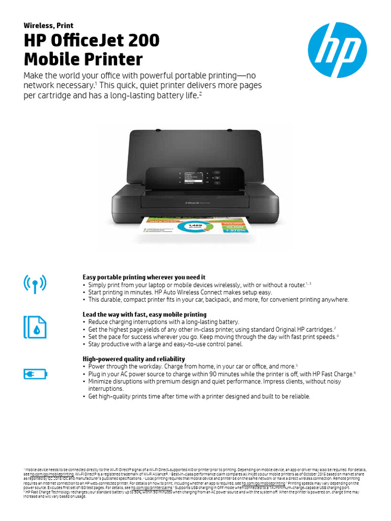 HP Officejet 200 Mobilni Pisac Cz993abhc Brosura 60f54b00f170d | PDF | Printer (Computing ...