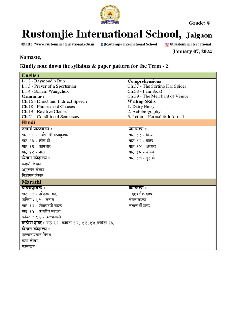 Term 2 - Grade 8 Circular | PDF