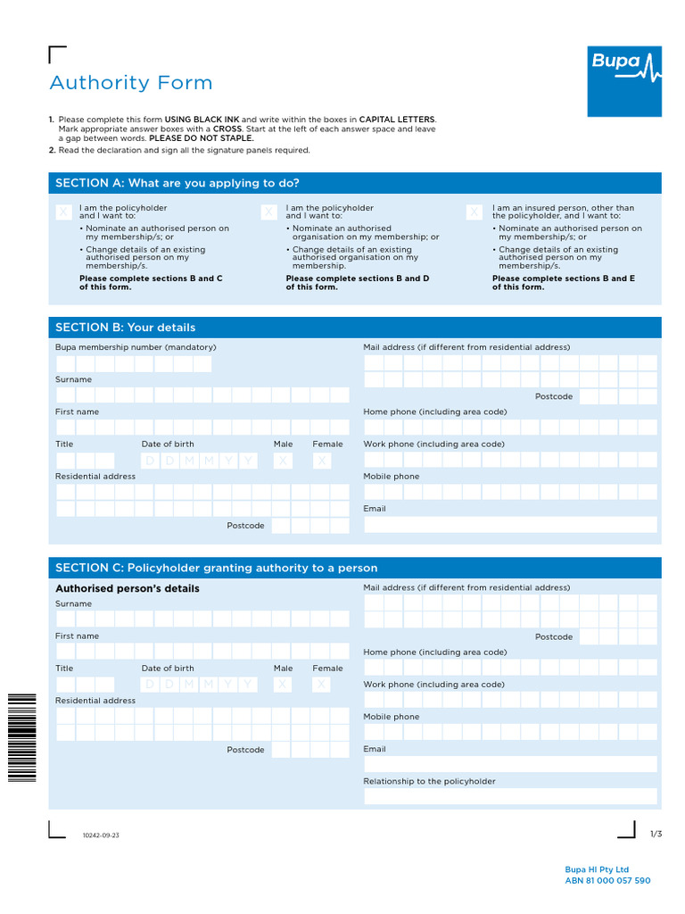10242-authority-form | PDF | Insurance