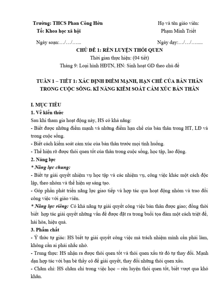 KHBD Pham Minh Triet HDTNHN CTST | PDF