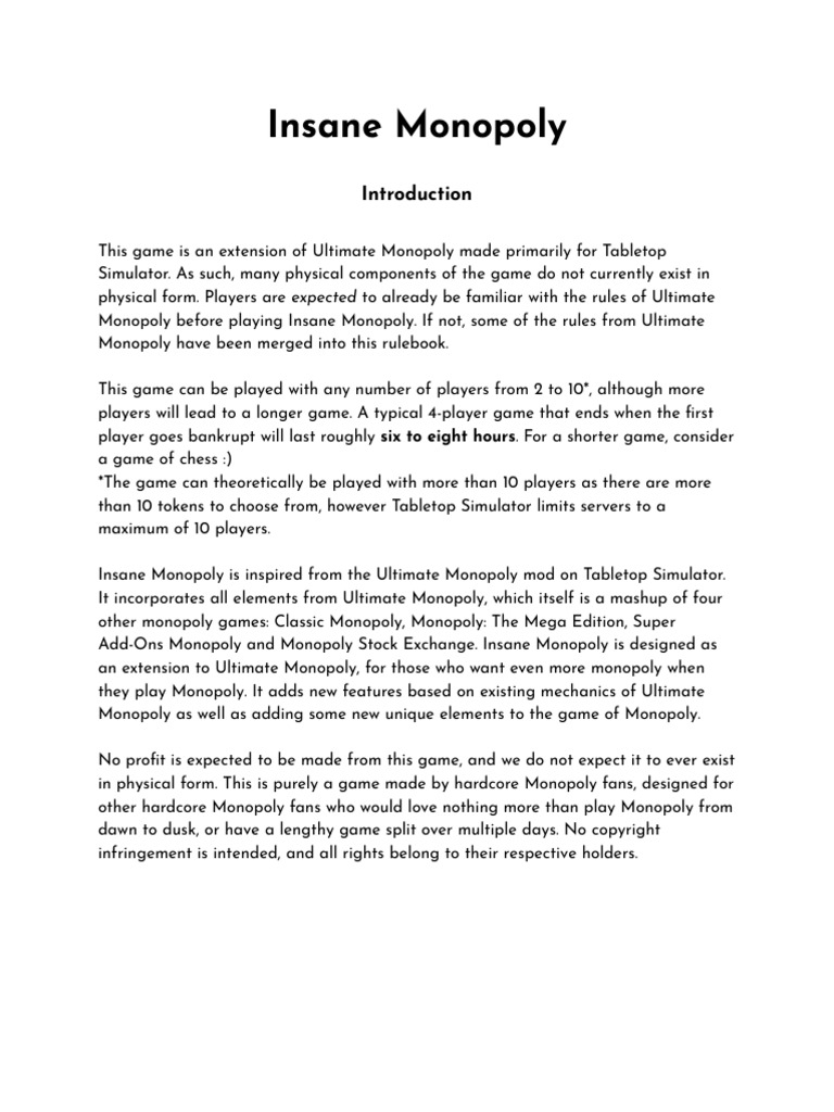 Insane Monopoly Rulebook PDF | PDF | Stocks | Dividend