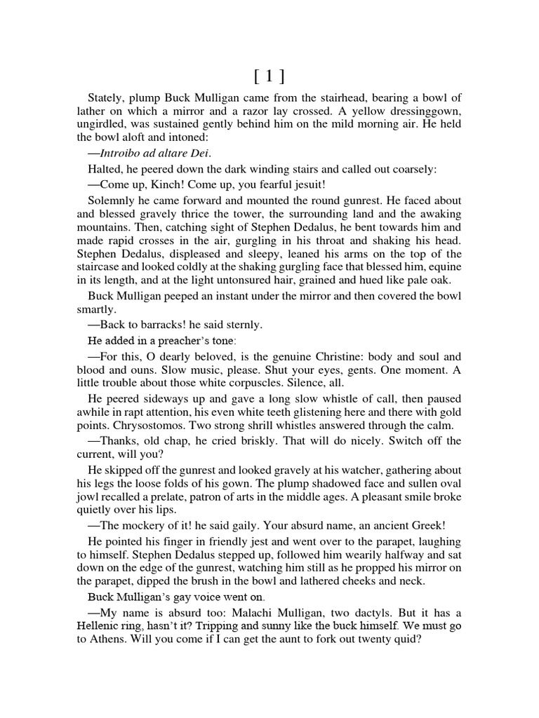 Ulysses Chapter 1 | PDF