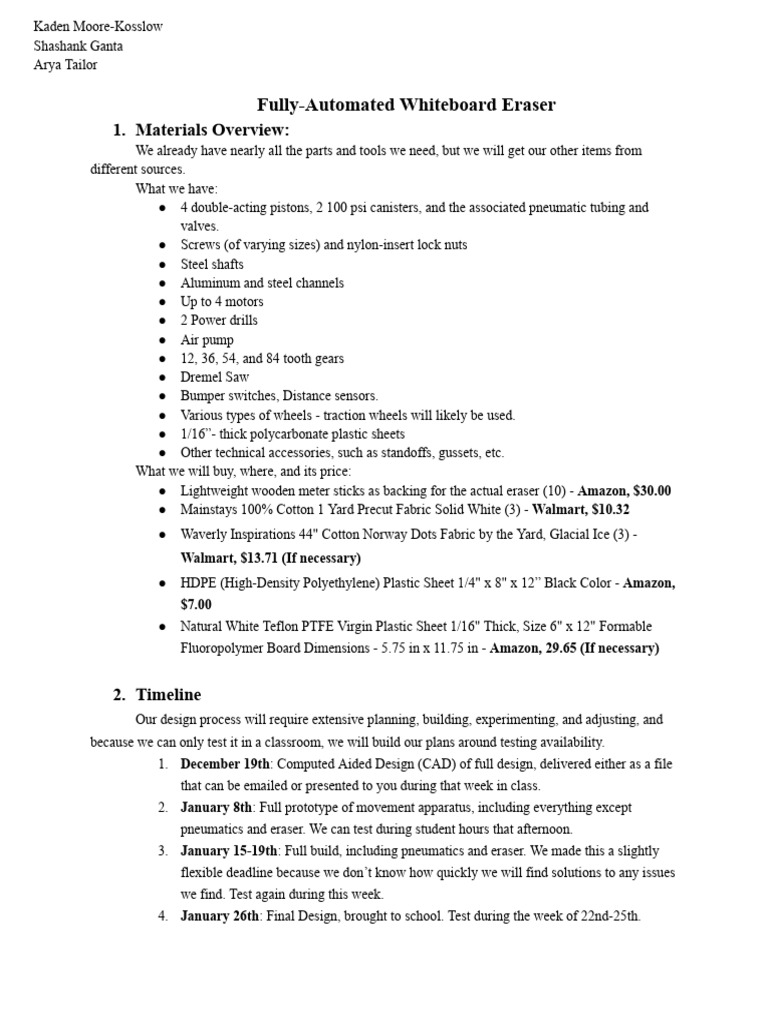 Fully-Automated Whiteboard Eraser | PDF | Manufactured Goods ...