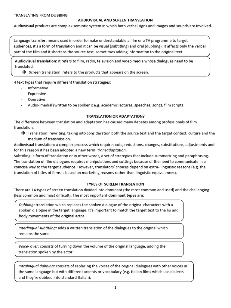 Dubbing 1 | PDF | Translations | Human Communication