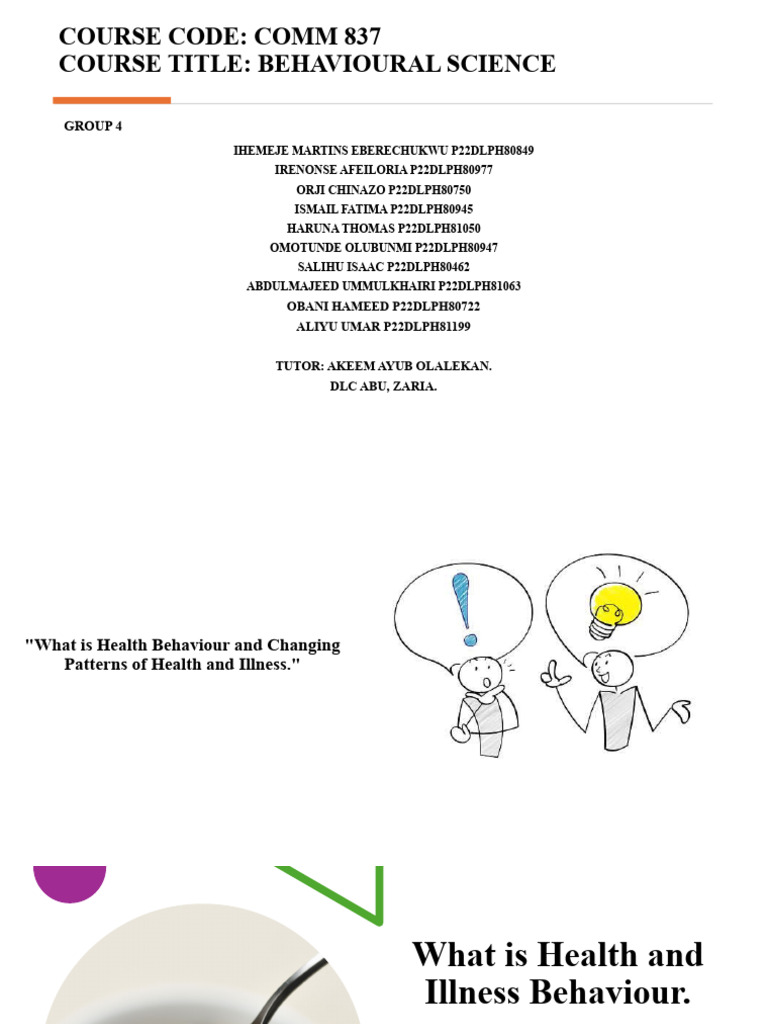 Health Behavior & Illness Patterns | PDF | Behavior | Non Communicable ...