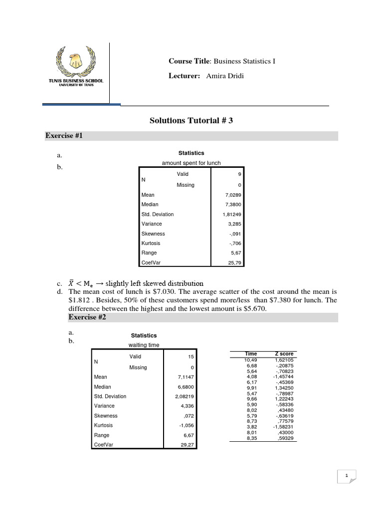 Solutions Assignment 2 | PDF | Skewness | Standard Deviation