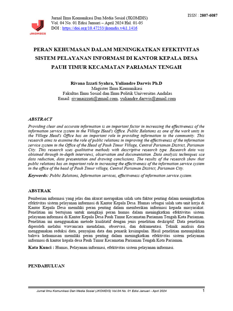 Rivana Izzati Syahra - UAS SPI Kehumasan - YD - 2024 | PDF
