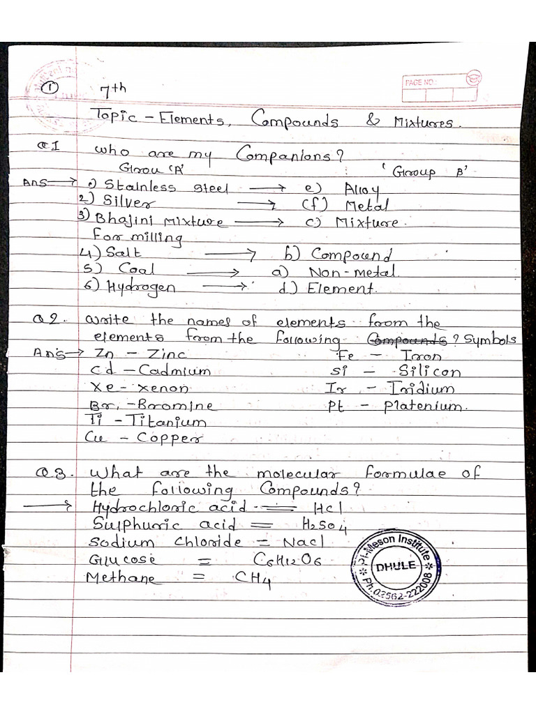 7th Element Compound and Mixtures | PDF
