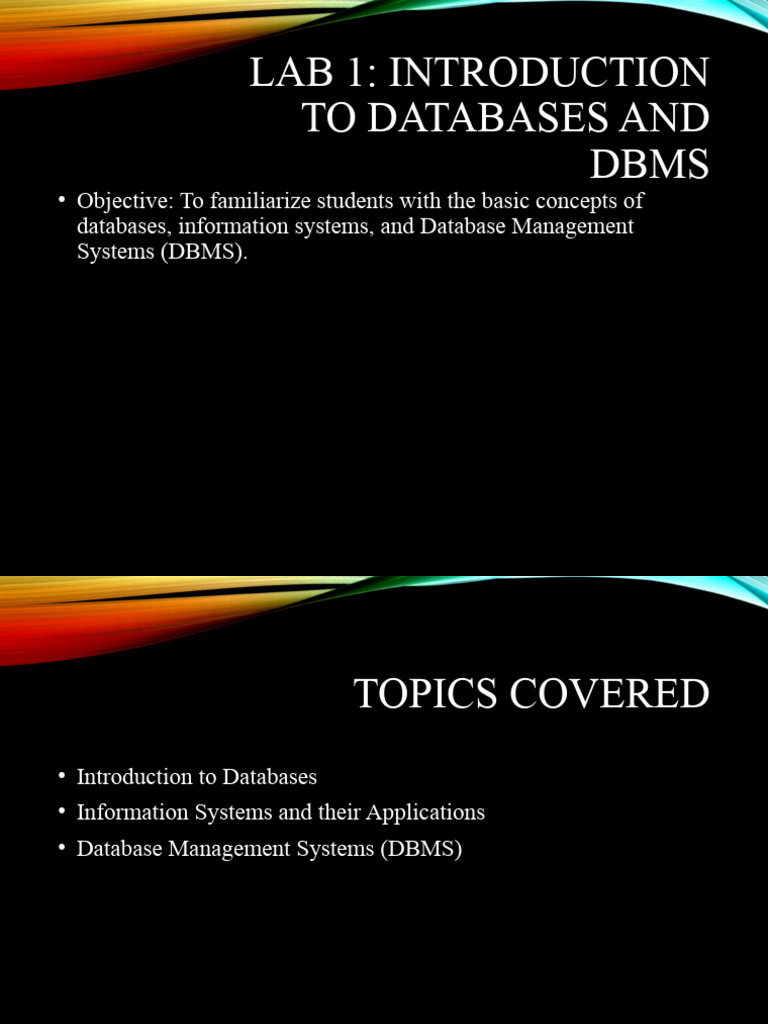 Database Systems Lab 1 Presentation Lectures V2 | PDF | Databases | My Sql