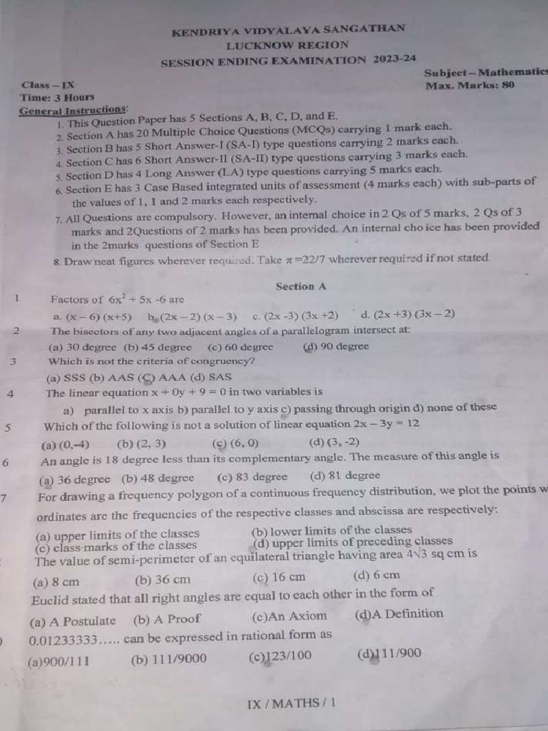 Class 9 SEE LKO REGION | PDF