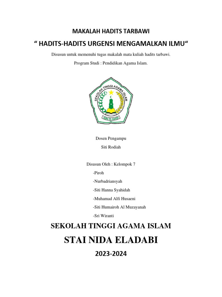 Makalah Hadits Tarbawi | PDF