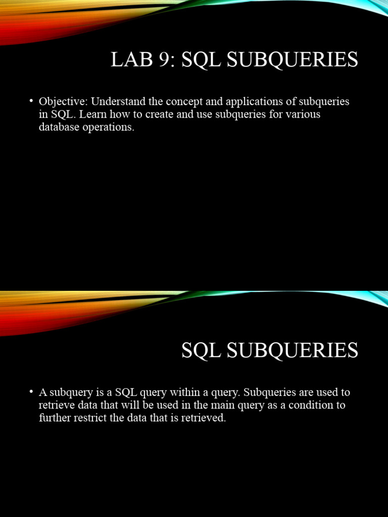 Database Systems Lab 9 Presentation | PDF | Computer Data | Data Management