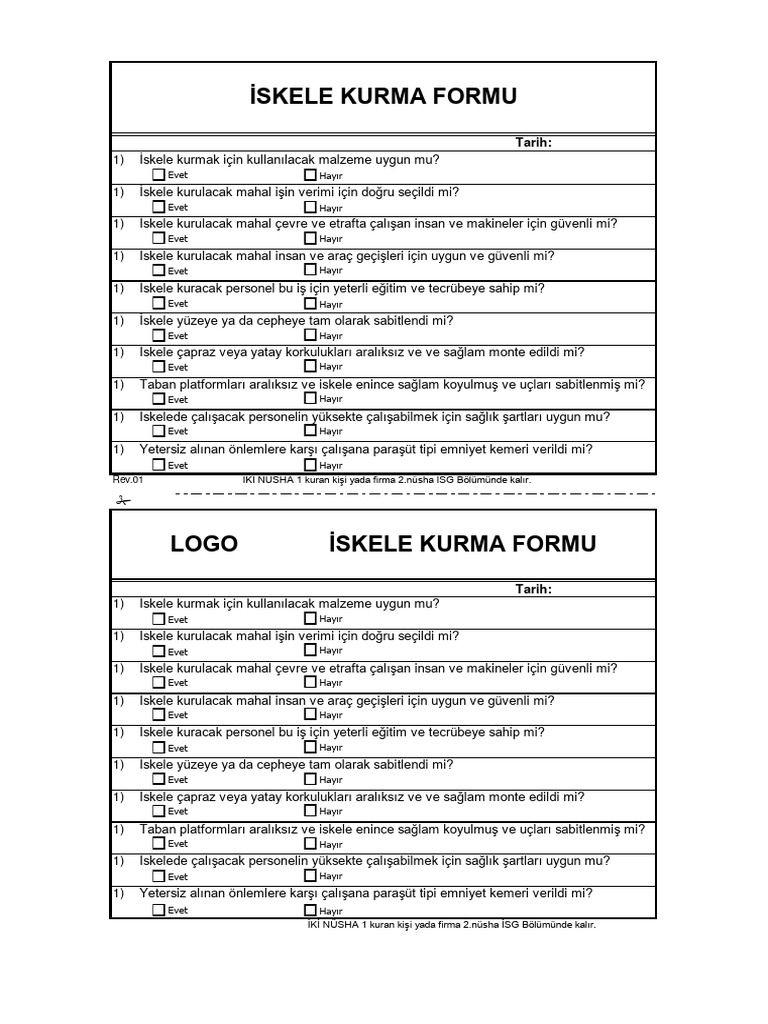 İskele Kurma Formu | PDF