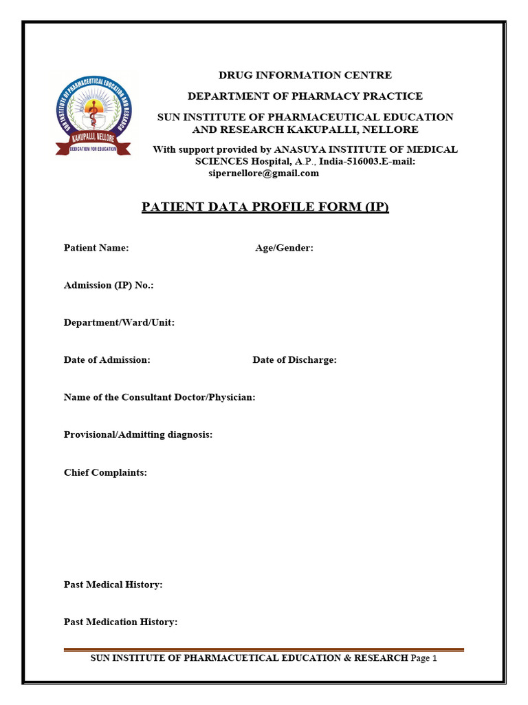 Patient Data Profile Form 2023 | PDF | Clinical Medicine | Medicine