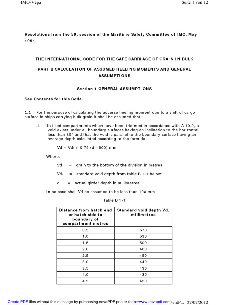 03. Grain Code - Part B Calculation of assumed heeling moments and general assumptions Sec. 1 to ...