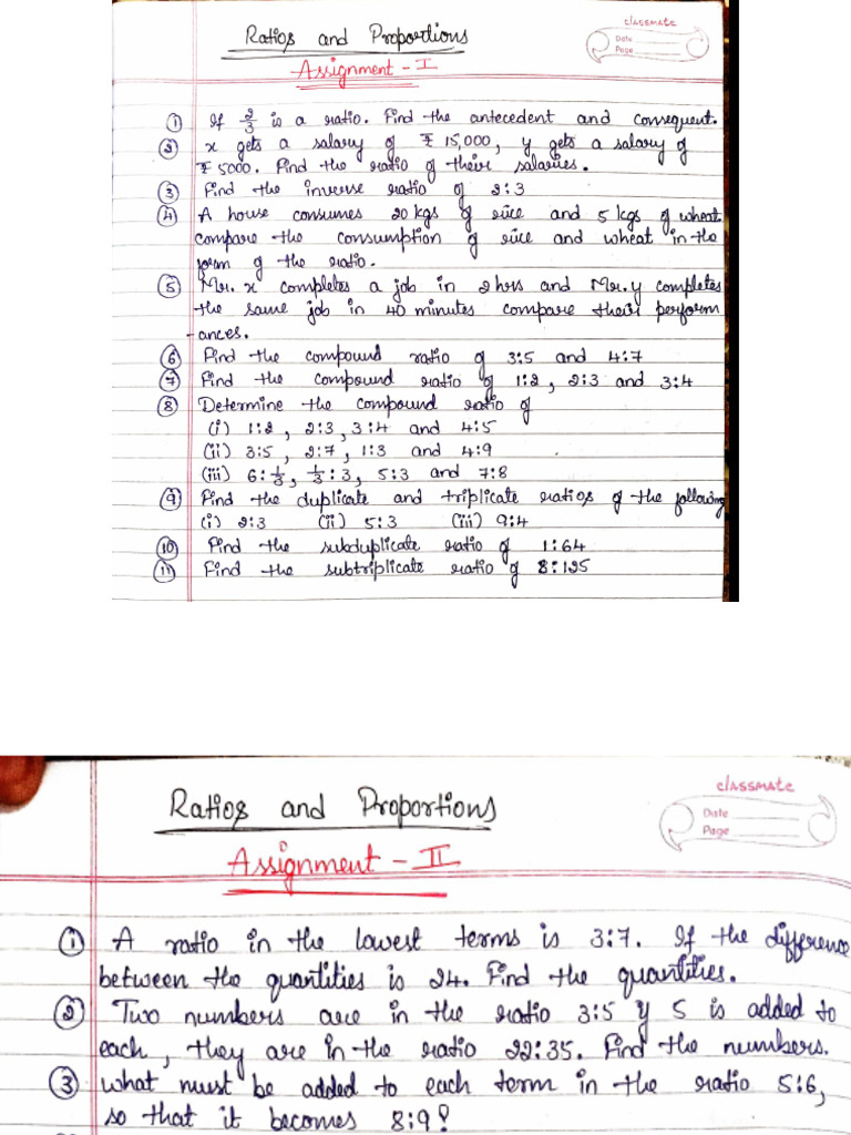Basic Maths Ratio and Proportion Questions For Assignment | PDF