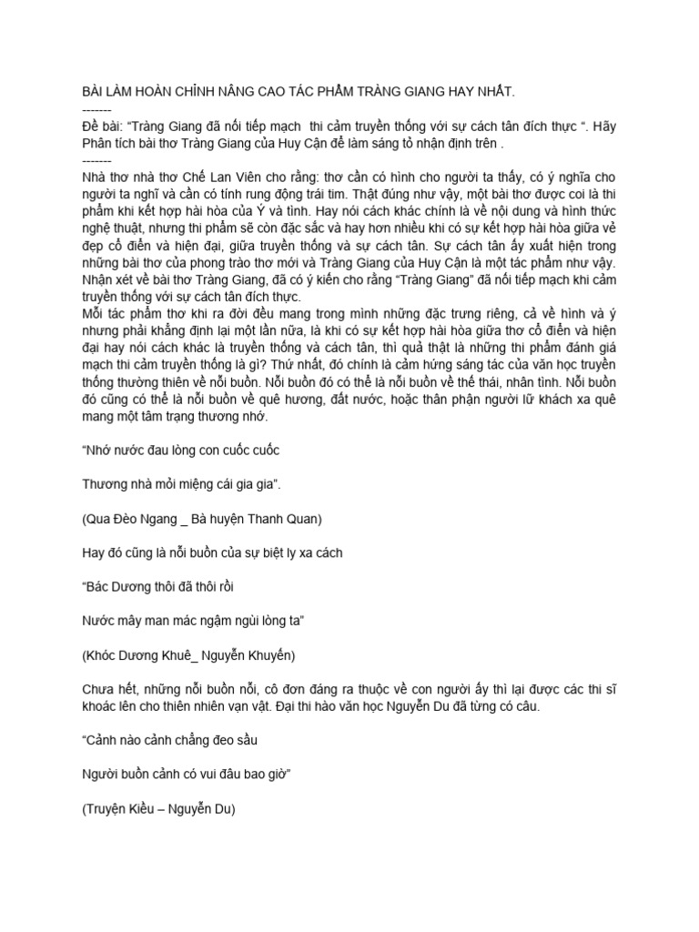 Baì I Laì M Hoaì N Chiì NH Naì NG Cao Taì C Phaì Ì M Traì NG Giang Hay Nhaì Ì T | PDF