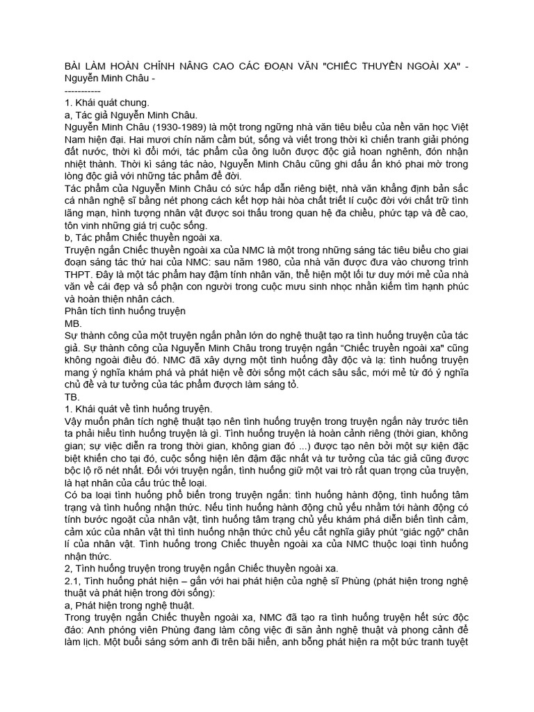 BAÌ I LAÌ M HOAÌ N CHIÌ NH N NG CAO CAÌ C Ä OAÌ N VAÌ N - CHIEÌ Ì C THUYEÌ Ì N NGOAÌ I XA ...