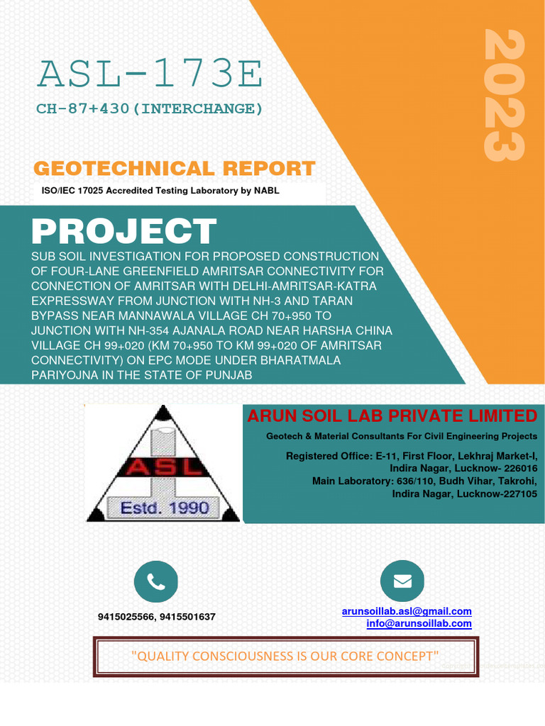 GT Report of Asl 173 e (CH 87+430 - Interchange) | Download Free PDF ...