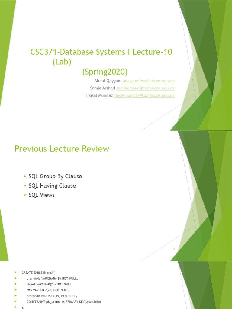Lec10_Lab_CSC371_Database Systems | PDF | Data Management Software ... Lec10_Lab_CSC371_Database Systems | PDF | Data Management Software ...