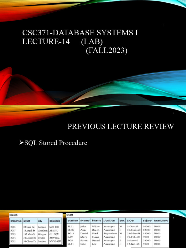 Lec14 - Lab - CSC371 - Database Systems | PDF | String (Computer Science) | Microsoft Sql Server