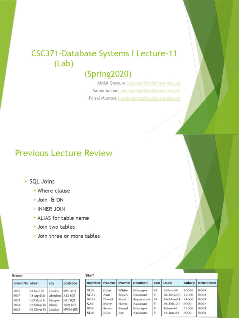 Lec11 - Lab - CSC371 - Database Systems | Download Free PDF | Databases | Data Management
