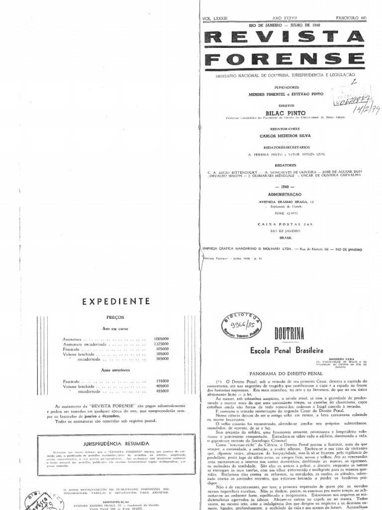 LYRA, Roberto. Escola Penal Brasileira | PDF