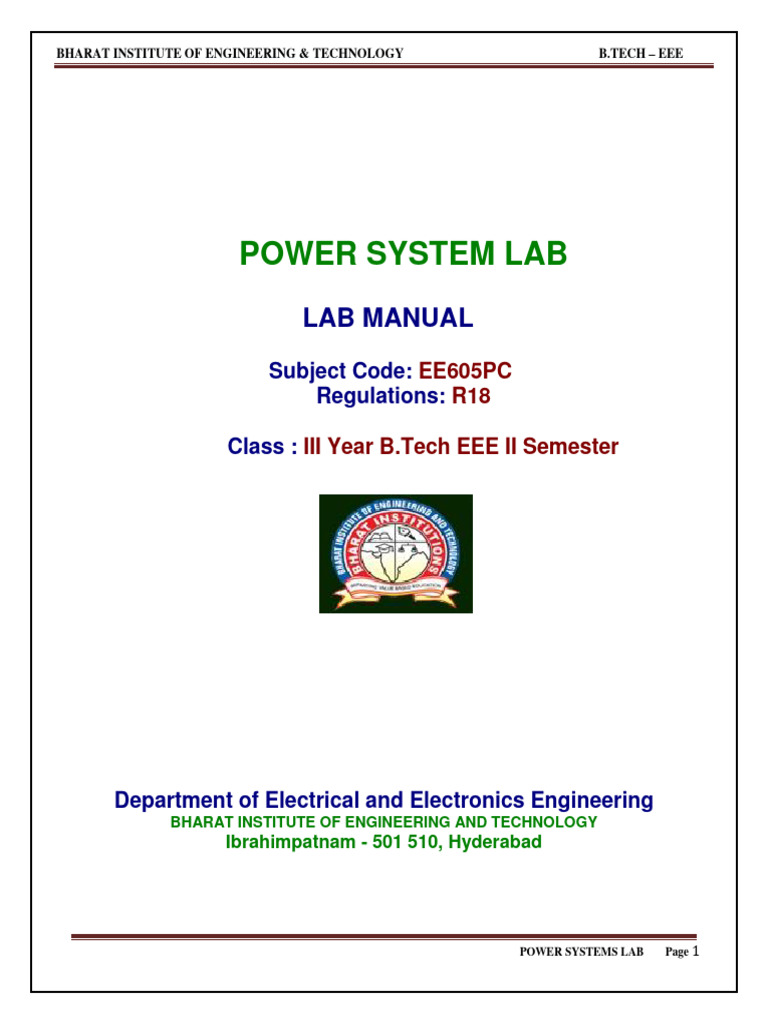 Power System Lab Manual | PDF | Electrical Impedance | Transformer