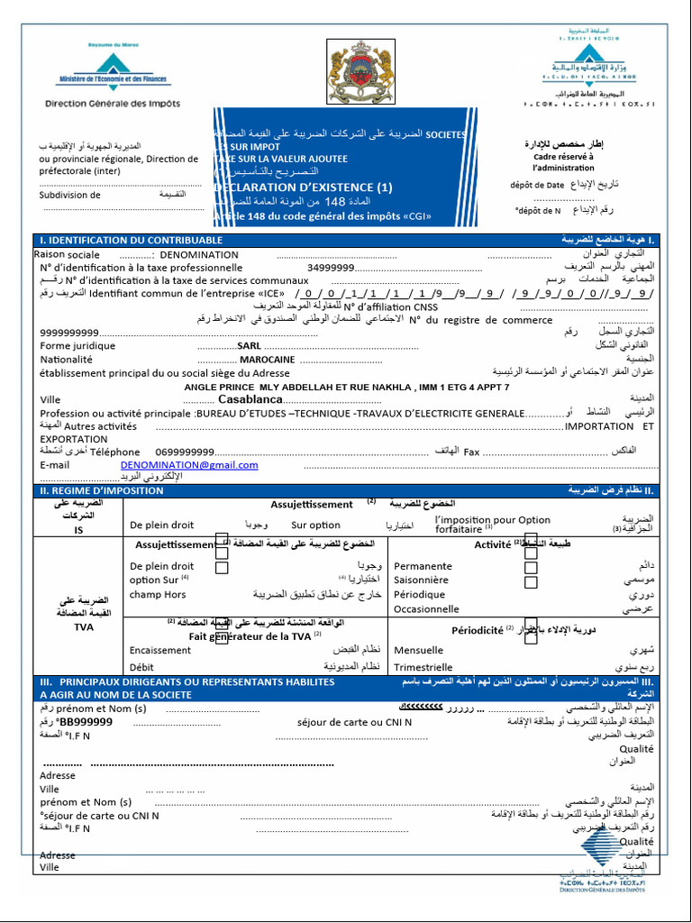 Déclaration d'Existence Société | PDF