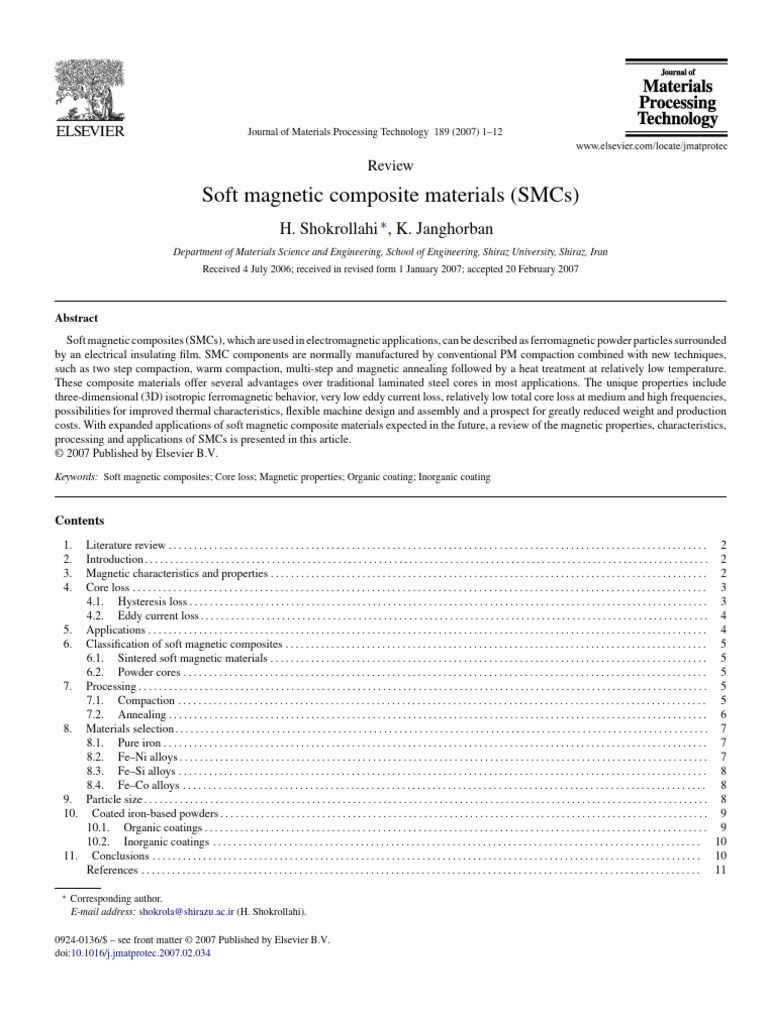 Soft Magnetic Composite Materials (SMCS) | PDF | Iron | Composite Material