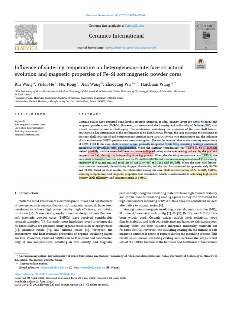 Influence Of Sintering Temperature On Heterogeneous Interface Structural Evolution And Magnetic