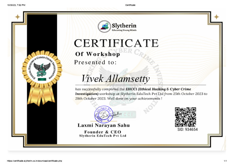 Vivek Allamsetty Certificate Download | PDF | Computers | Technology & Engineering