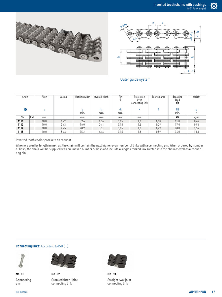 Inverted Tooth Chains Wippermann 20123 en | PDF