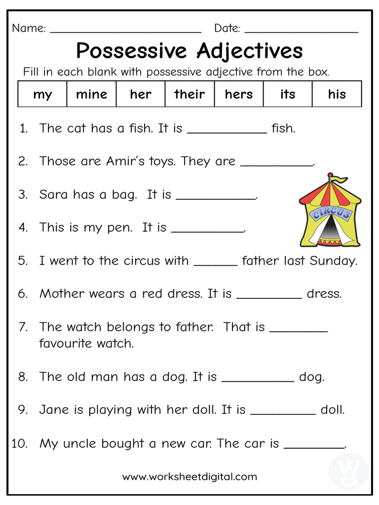 Possessive Adjectives Worksheet 4 Fdrodo | PDF