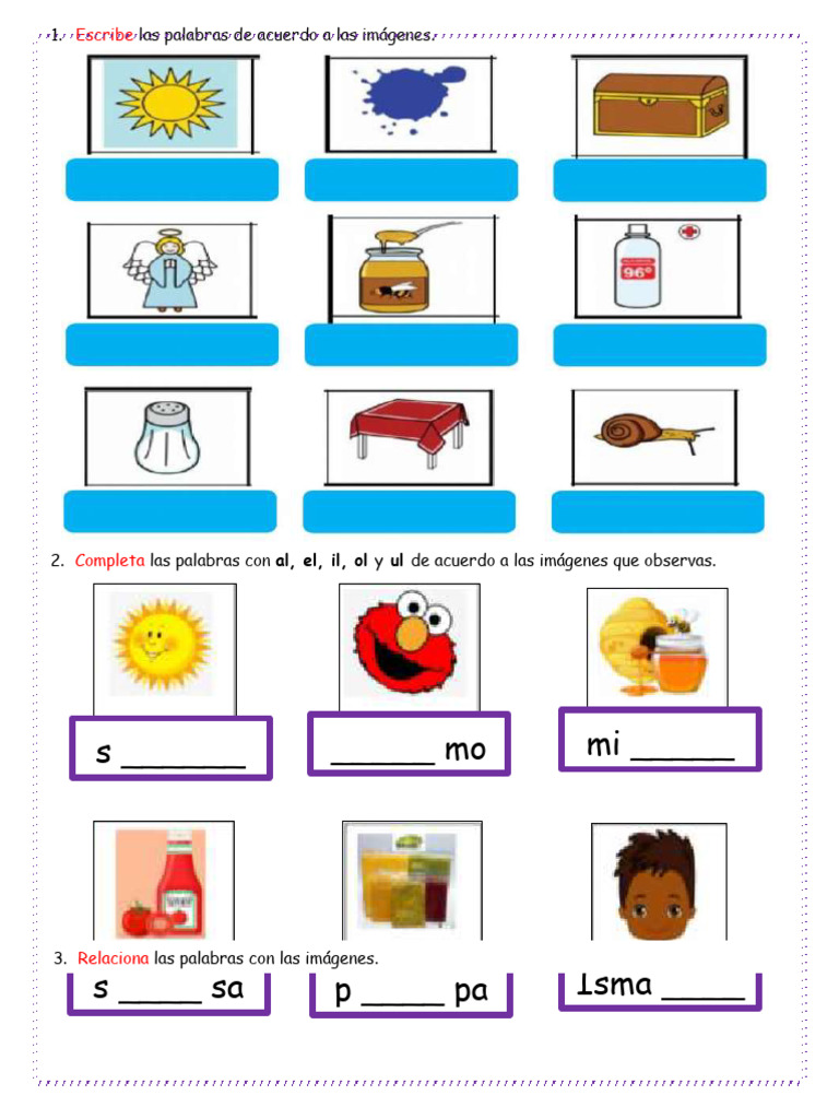Ficha Silabas Inversas Con L | PDF