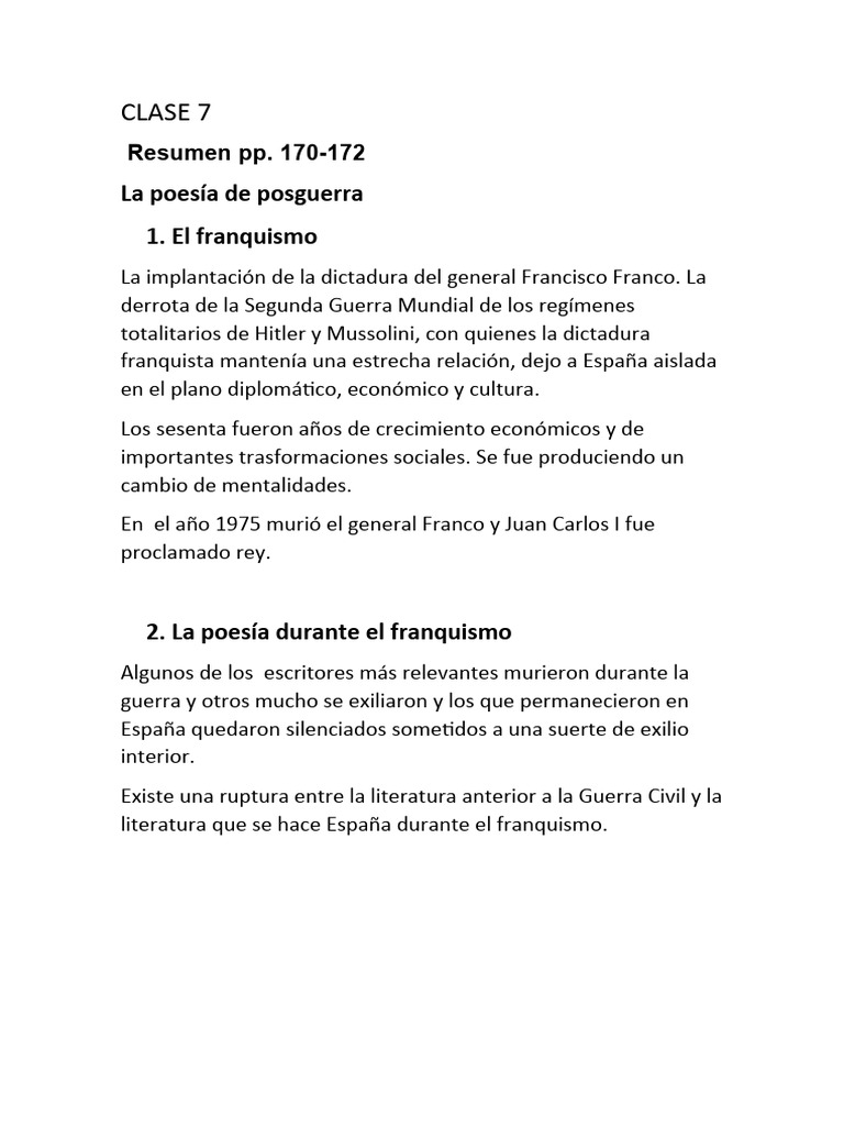 Clase 7 | PDF | Francisco franco | España franquista