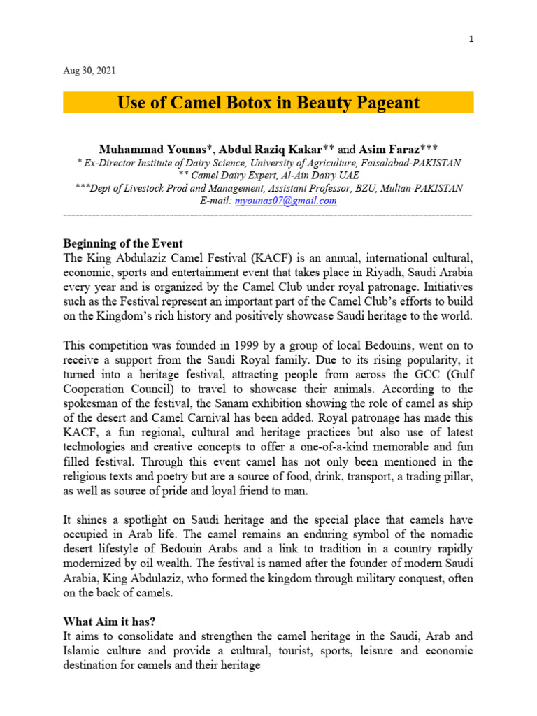Camel Botox in Beauty Competitions Aug 30, 2021 Final | PDF | Riyadh ...