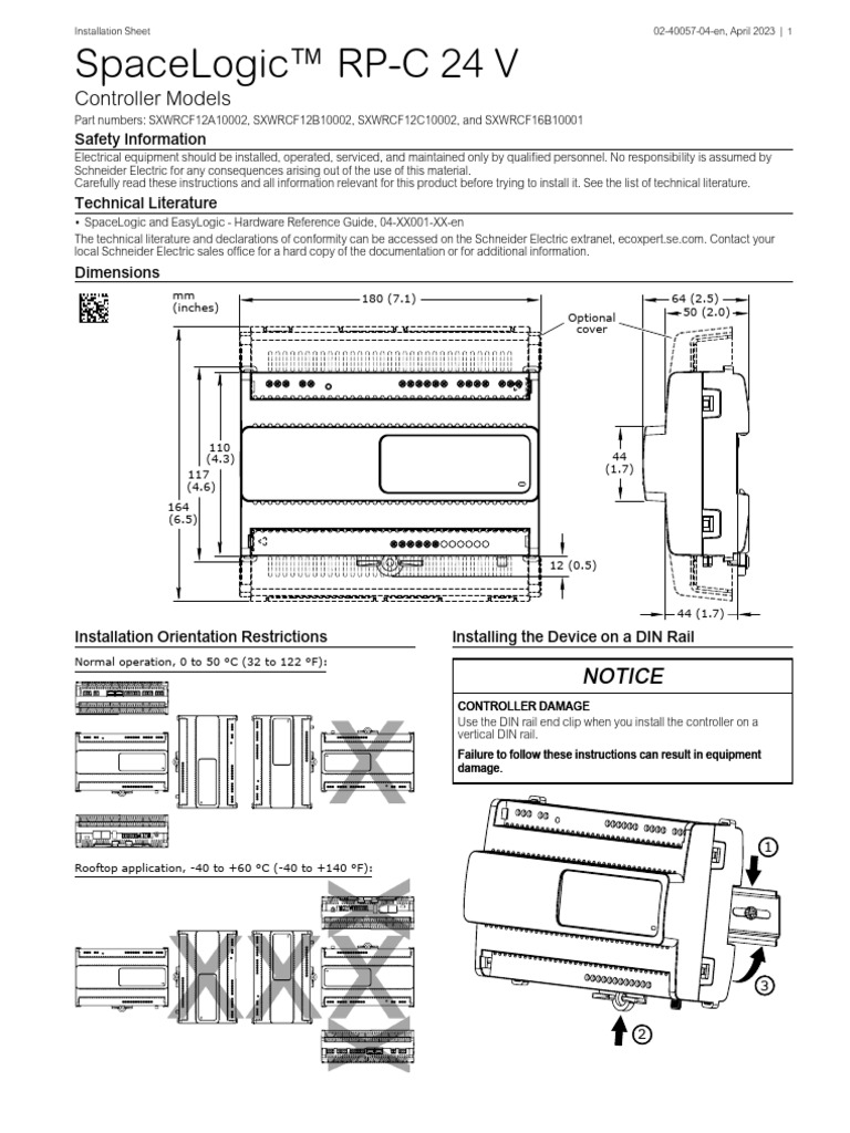 SpaceLogic RP-C 24 V Controller Models Installation Sheet | PDF | Relay ...