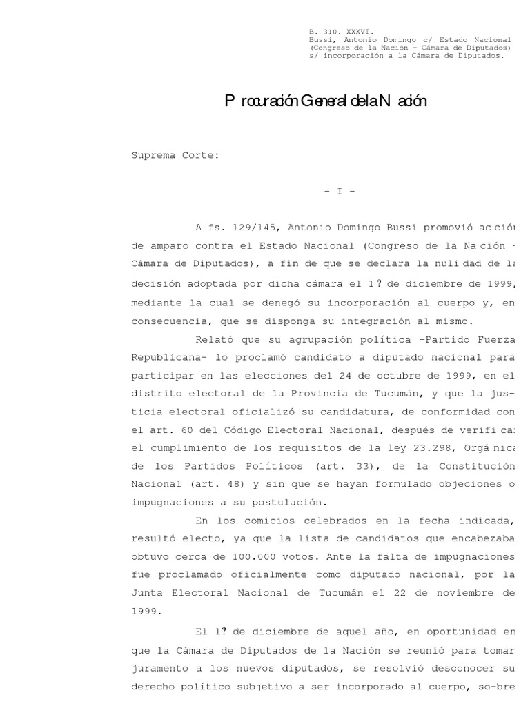 Fallo Bussi 2001 | PDF | Legislador | Caso de ley