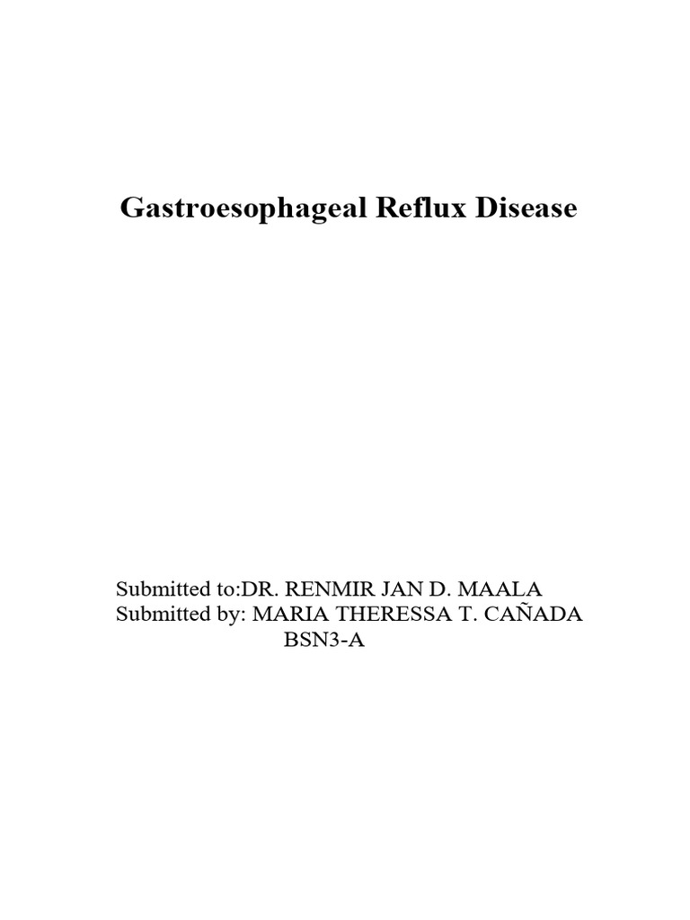 Gastroesophageal Reflux Disease | PDF | Gastroesophageal Reflux Disease | Esophagus